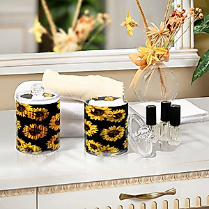 Kigai Sunflower Qtip Dispenser Apothecary Jars Bathroom, 2 Pack of 14 oz - Qtip Holder Storage Canister Clear Plastic Acrylic Jar for Cotton Ball, Cotton Swab, Cotton Round Pads, Floss