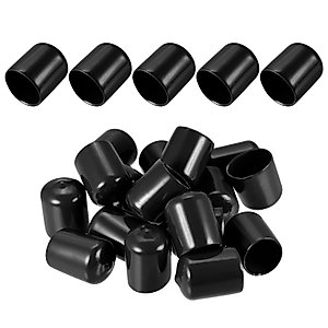 DMiotech 25 Pack 3/4" ID Black Screw Thread Protectors Rubber End Caps Bolt Covers for Screw Bolt Furniture Pipe