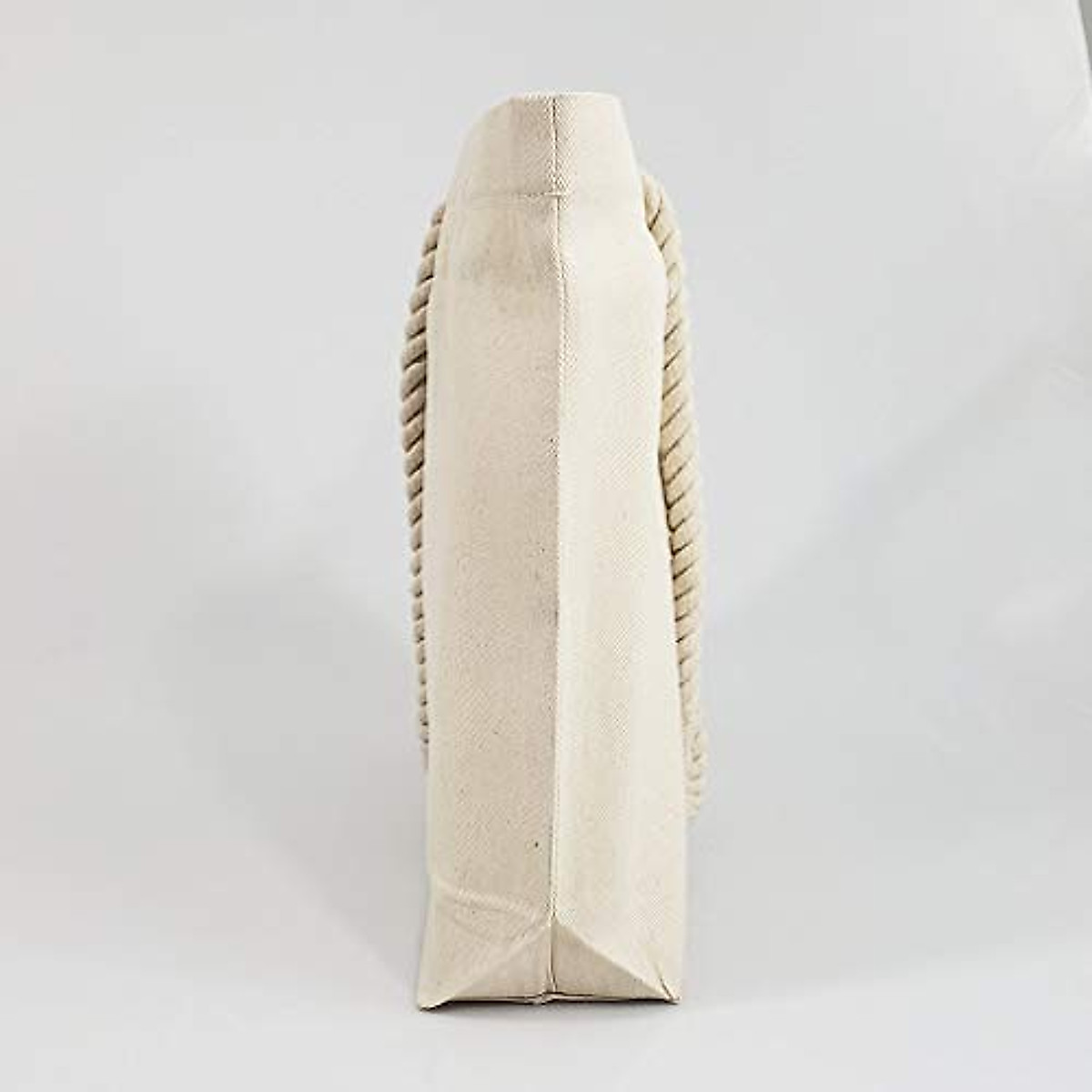 6 Pack Rope Handle Tote Bags Large Tote Bag with Rope Handles Sturdy Canvas Reusable Grocery Shopping Bags Tote Bag Beach Bag (Large (20"W x 15"H x 5"D))