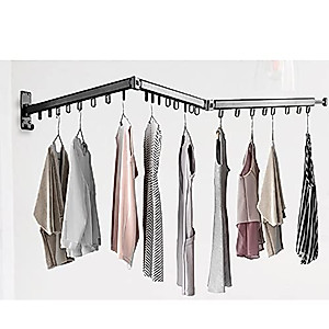 EAFTOS Folding Drying Rack Indoor Balcony Outdoor Wall-Mounted Quilt Clothes Artifact Cool Clothes Rail Drying Rack (Color : Black, Size : 198x17.6cm)