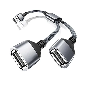 Itramax USB Splitter 1 in 2 Out 1FT 2Pack,USB Y Cable Double USB Adapter Splitter USB Male to Female Extension Cord Dual Port Extender Hub Data Power Charger Split for TV,PC,Laptop,MacBook,PS4,PS5