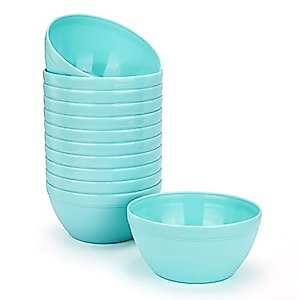 Unbreakable 30-ounce Plastic Bowls Salad Bowls Cereal Bowls - Dishwasher safe, BPA Free (12, Teal)