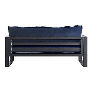 Tommy Hilfiger Monterey Modern Patio Outdoor Furniture Collection, Weather Resistant, Metal Frame, Sofa, Navy Blue & Dark Gray