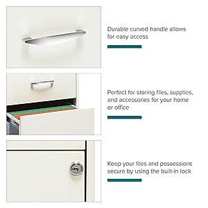 Hirsh Industries Space Solutions Metal 3 Drawer File Cabinet with Pencil Drawer Pearl White