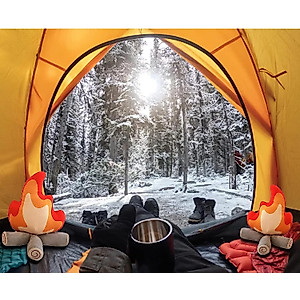 Chilifuli Funny Campfire Plush,17.7 in Simulation Fake Campfire Pillow, Soft Stuffed Cartoon Fire Doll Campfire Firewood Toys, Simulation Bonfire Plush Toy for Outdoor Camping Room Decor Kids Gifts