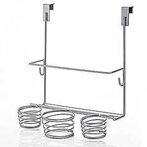 Home Intuition Hair Styling Station Organizer, Over The Cabinet Door (Silver)