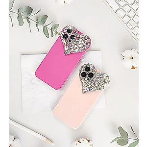 IAIYOXI Cute 3D Glitter 14 Pro Max Case, Sparkling Aesthetic Heart Gems Bling Case, Pretty Shine Colorful Diamond Soft TPU Bumper Case for Women Girl-Rose