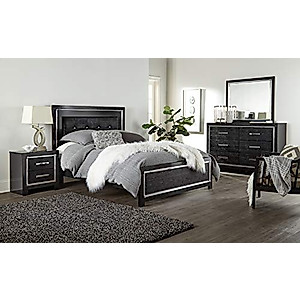 Signature Design by Ashley Kaydell Glam 6 Drawer Dresser with Faux Alligator Panels & Chrome-Tone Accents, Black
