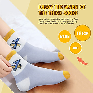 Mmkkhpy Toddler Little Kids Boys Fun Novelty Design Crew Cotton Socks 10 Pairs (5-8 Years, Dino Rocket)