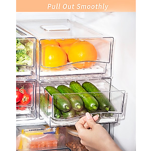 Ornafort 2Pack Clear Fridge Drawer Organizer Stackable Refrigerator Drawers Pull Out Bins Plastic Sliding Home Edit Storage Containers for Bathroom Pantry Cabinet Kitchen,as ​Gift(Not Dishwasher Safe)