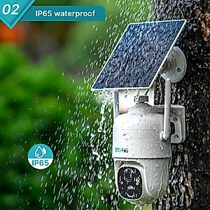 Sovmiku CQ1 AI 2K Solar Security Camera Wireless Outdoor, Battery Powered Cam, Two-Way Audio,PIR Motion Detection, Easy to Setup, Pan/Tilt 360° View,Color Night Vision,Audible Flashlight Siren,SD Slot