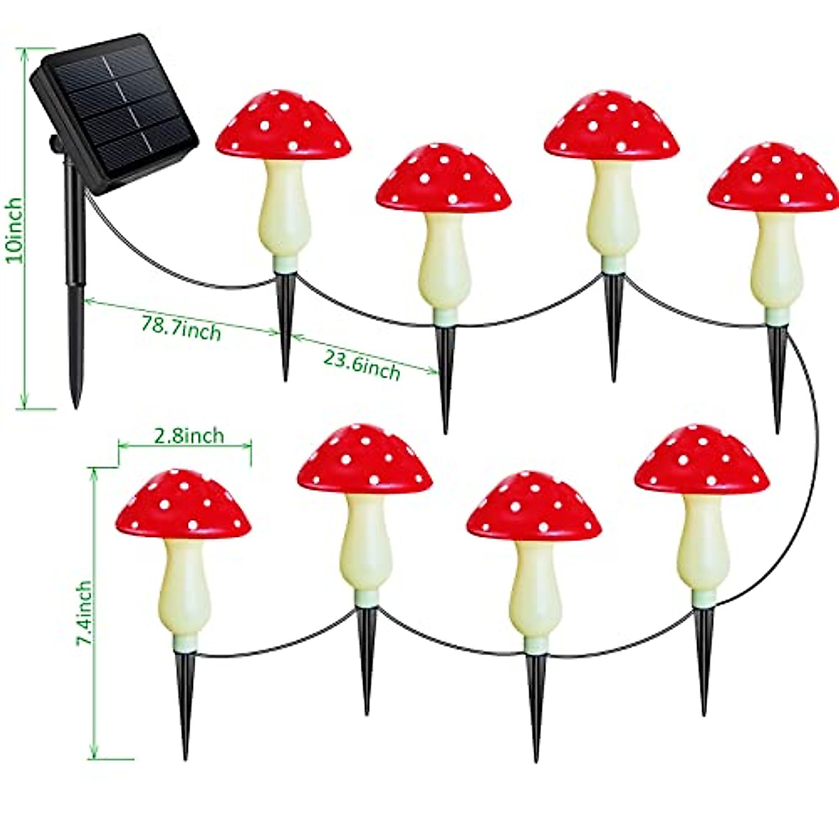 Homeleo Upgraded 8 Pack Red Mushroom Solar Lights for Outdoor Garden Decor, Waterproof Solar Powered Fairy Lights for Yard Fence Lawn Decking Pathway Landscape Lighting Halloween Christmas Decorations