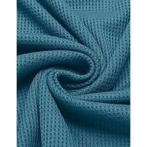 Ekouaer Womens Pajamas Set Shorts Waffle Knit Pjs Soft Loungewear Cozy Sleepwear Cotton Lounge Wear 2 Piece Matching Set Peacock Blue XXL