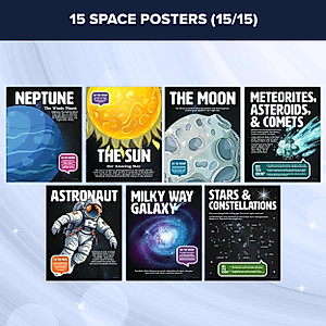 Decorably 15 Space Theme Classroom Decor - 11x14in Space Classroom Decor, Solar System Poster, Space Decorations for Classroom, Space Posters, Outer Space Classroom Decorations, Space Poster
