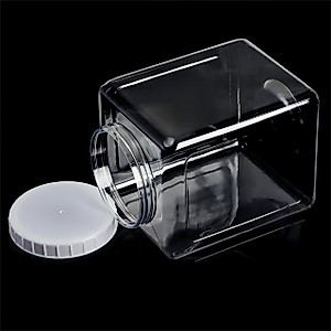 Elsjoy 2 Pack 1.3 Gallon Plastic Jars, Plastic Gallon Containers with Lids, Large Square Plastic Food Storage Jar for Kitchen, Dry Food, Snack