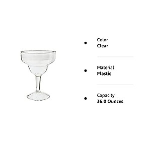 G.E.T. SW-1415-1-SAN-CL-EC Heavy-Duty Shatterproof Plastic Jumbo Margarita Glasses, BPA Free, 36 Ounce