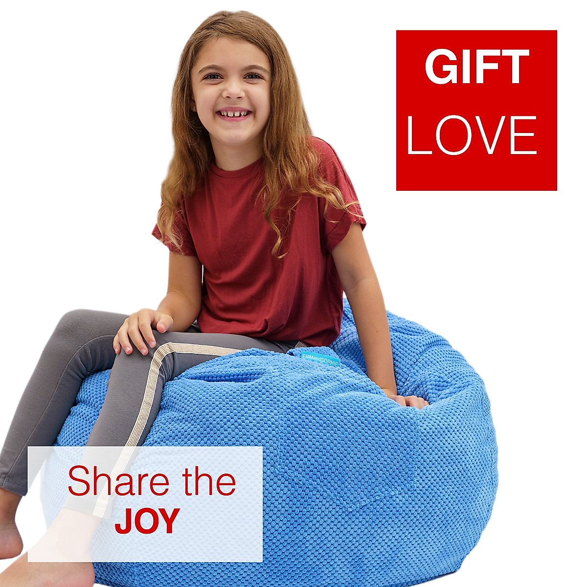 EMMandSOPHIE Kids Bean Bag Chair - Bean Bag Chair Kids- Toddler Bean Bag Chair- Bean Bag Stuffed Animal Storage -Bean Bag Chairs for Kids -Stuffed Animal Bean Bag Storage - Kid Bean Bag Chair