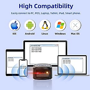 Mini 2D Bluetooth Barcode Scanner 2.4G Wireless Barcode Scanner, 2-in-1 Portable 1D 2D QR Code Scanner Work with iOS Android iPhone iPad Tablet Windows PC POS for Store Warehouse Inventory Library