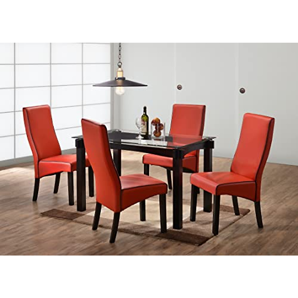 Kings Brand Furniture Upholstered Parson Chair (Set of 2), Red