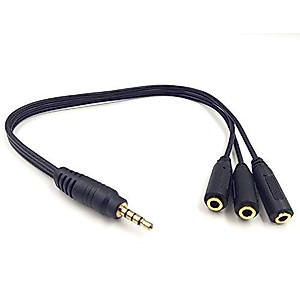 Haokiang 9 Inch 3.5mm (1/8") TRRS Male Plug to 3X Female Stereo Splitter Audio Cable, Gold-Plated(35M/3F)