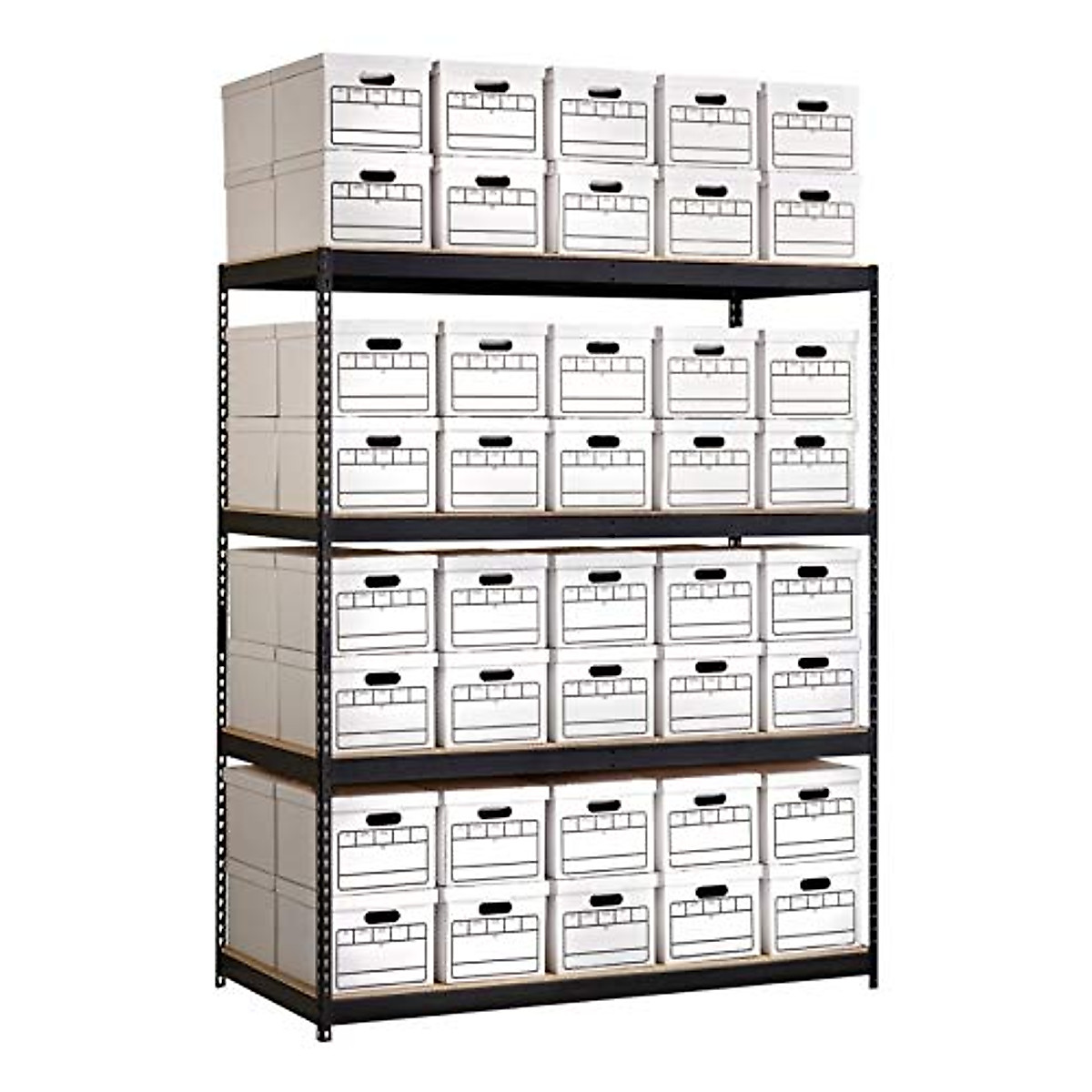 Lorell Archival Shelving Storage Rack, 84" x 69" x 33", Black