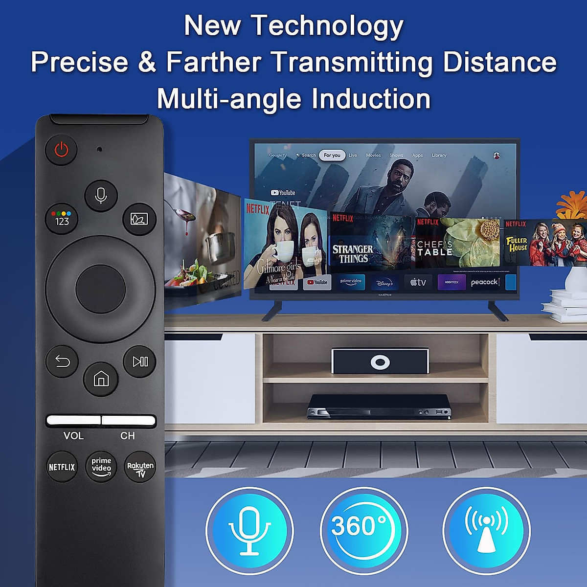 LAZTZQ Voice Remote Compatible for Samsung Smart TV QLED UHD Frame Curved Solar,with Netflix, Prime Video Button