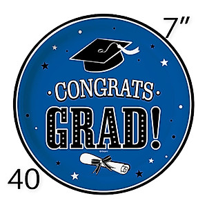 Oojami 80 pcs Graduation Plates Includes 40 Dinner Plates and 40 Dessert Plates Graduation party supplies class of 2024 dinnerware decoration (Green)