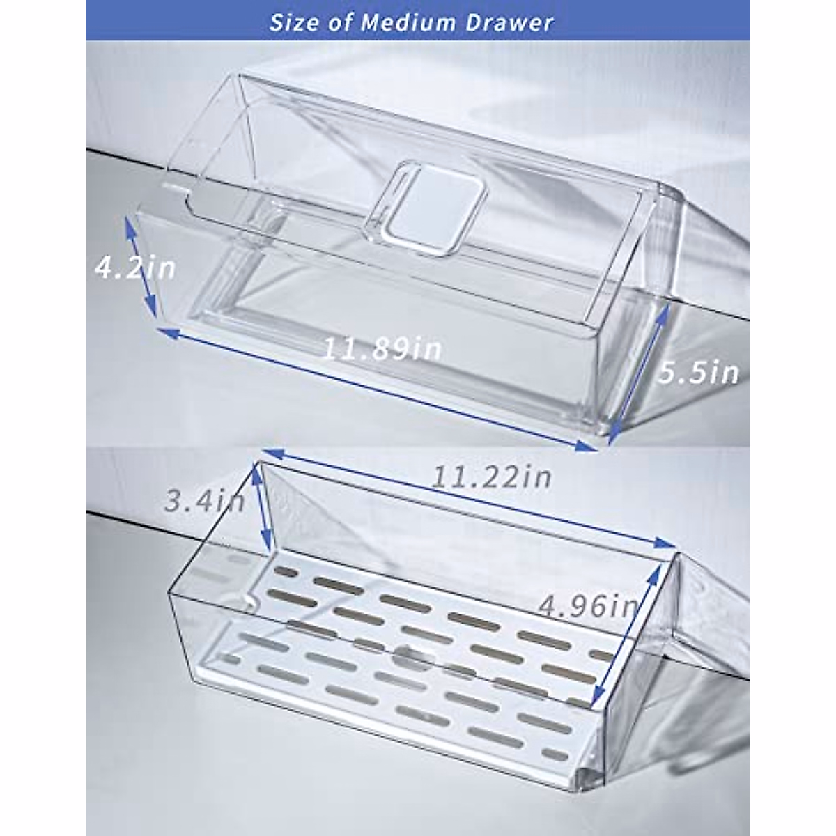 Ornafort 2Pack Fridge Organizer Bins with Pull Out Drawer Stackable Refrigerator Drawers Set for Save Vertical Space, Clear Cabinet Organizers for Kitchen Pantry Bedroom Office Closet Produce Storage