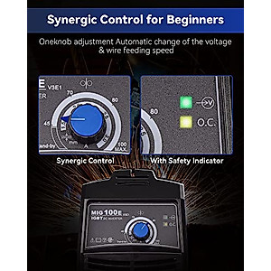 RILAND Mig Welder Welding Machine: Flux Core Welder Gasless Welding Machines Wire Feed Welders IGBT Electric Portable Mig Welder 110V 120V with 2lb Flux Core Welding Wire Beginners Welder Kit