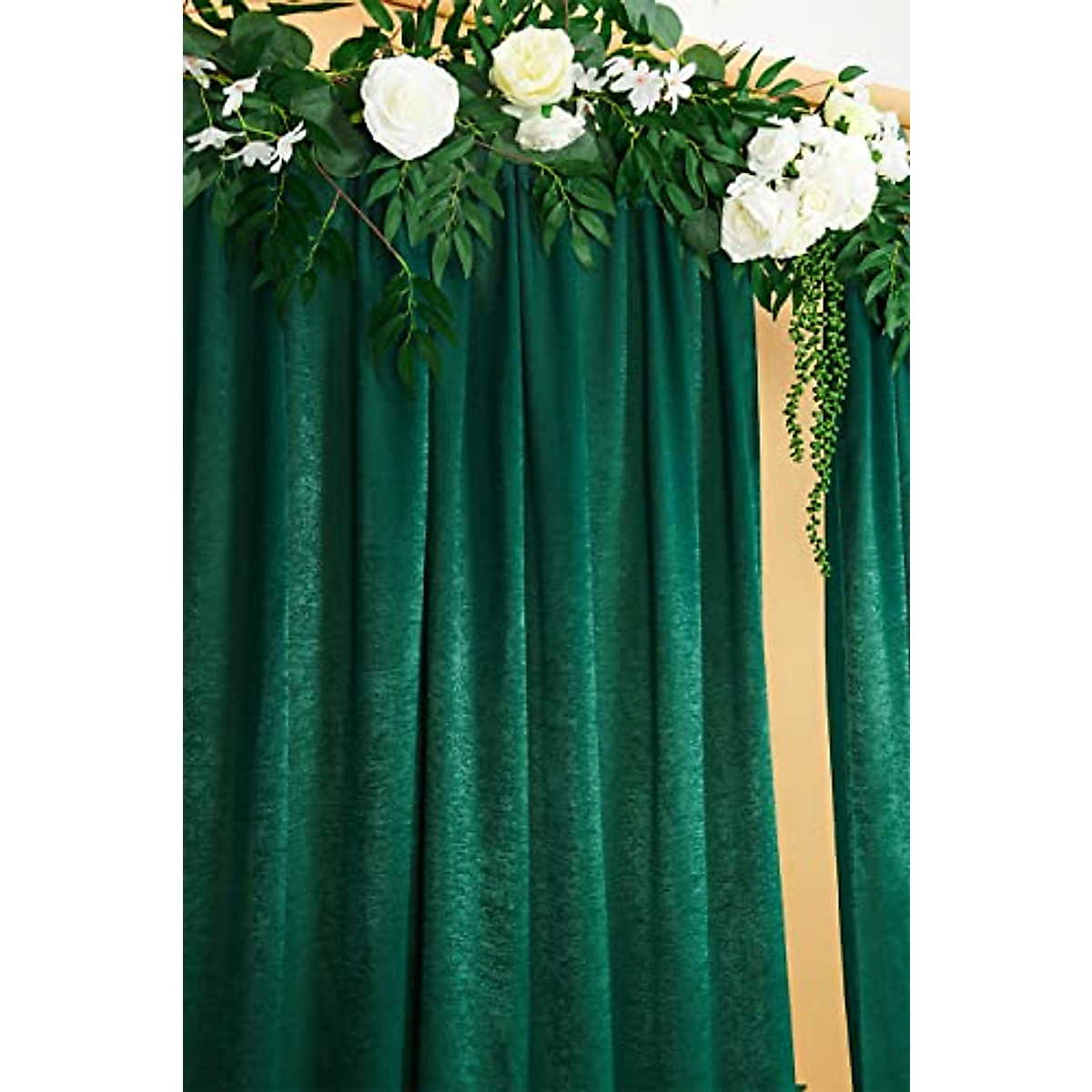 Cytdkve 2 Panels 4.8 Feet x 10 Feet Hunter Green Velvet-Like Wedding Backdrop Curtain Drapes, Silky Soft Window Curtains Panels for Wedding Ceremony Birthday Party Decorations