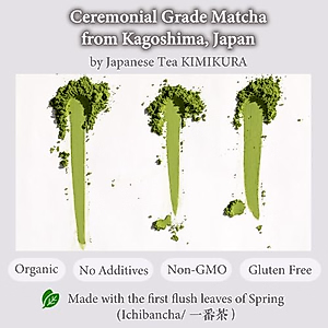 ORGANIC CEREMONIAL Matcha Green Tea Powder from Kagoshima JAPAN | Japanese Tea KIMIKURA | Matcha KIMIKURA (Organic Ceremonial Matcha)
