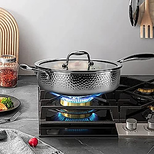 imarku Stainless Steel Pots and Pans Set, 14-Piece Tri-Ply Hammered Stainless Steel Cookware Set, Professional Induction Kitchen Cookware Sets, Oven Dishwasher Safe, Non Toxic PFAS Free, Silver