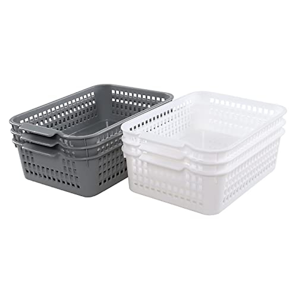 Vcansay Plastic Rectangular Storage Trays Baskets, 6 Packs