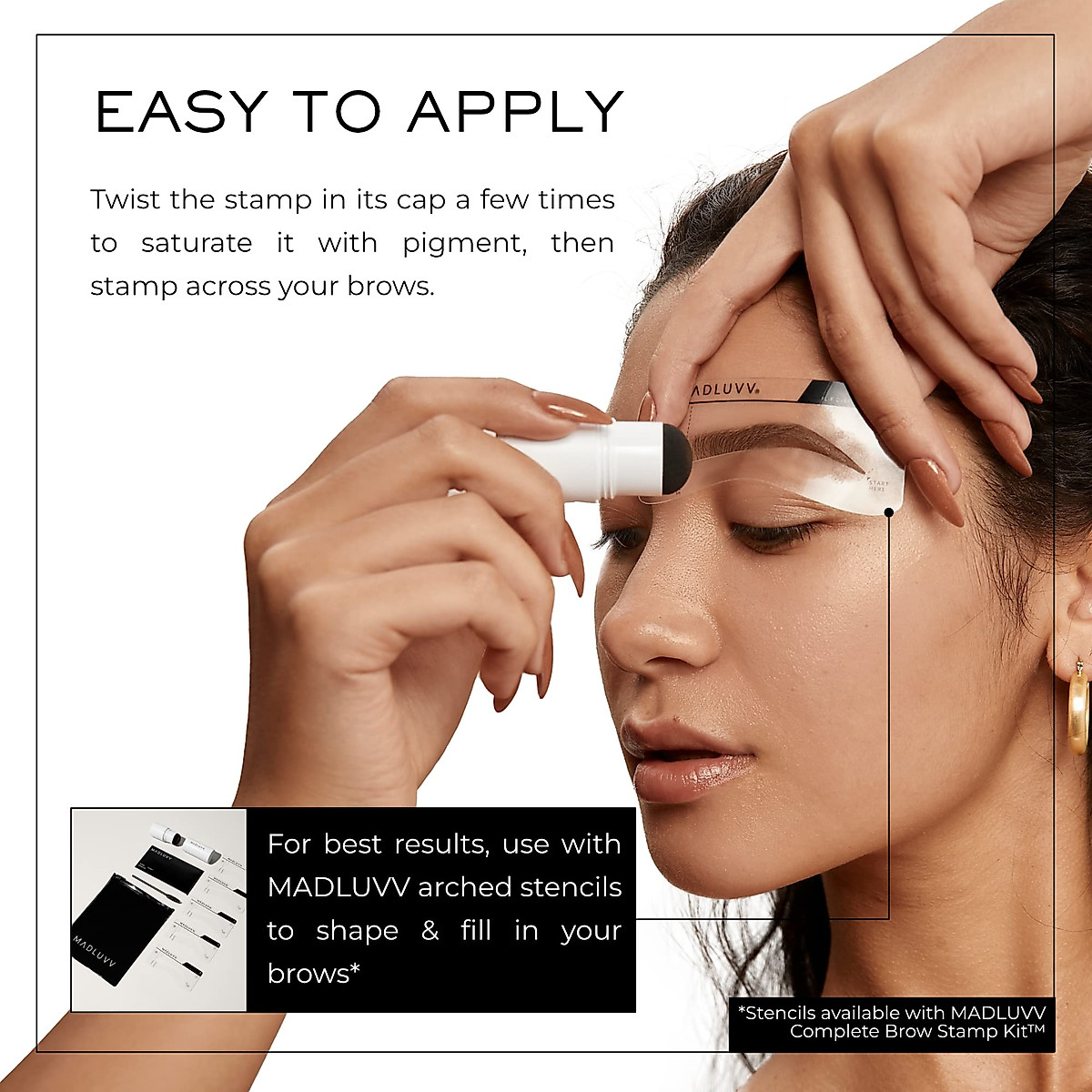 MADLUVV Brow Stamp Refill* - Color Stamp for Brows & Root Touch Up for Women & Men, Instantly Conceal Hair Loss, Grey Hair, Thinning Hair with Stain-Proof/Smudge-Proof Powder Formula (Soft Brown)