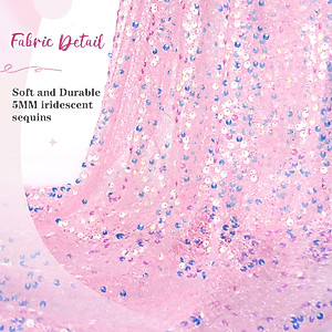 Pink Table Runner 10FT Glitter Iridescent Sequin Table Runner 25x120 Inches for Bridal Baby Shower Girls Birthday Party Sweetheart Table Decorations