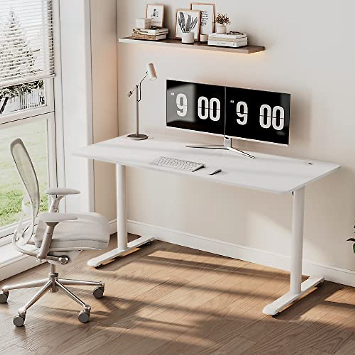 EUREKA ERGONOMIC White Gaming Desk, 60 Inch Large Home Office Computer Desk with Free Mouse Pad, I Shaped PC Gamer Students Teens Study Writing Table Laptop Sturdy Modern Workstation, Easy To Assemble