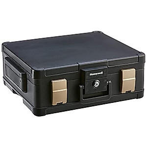 Honeywell Safes & Door Locks - Portable Safe Box Chest for Home - Fireproof Safe & Waterproof Protection Document Box with Key Lock for Personal Items, Money Safe, Jewelry - 0.39 CU, Black - 1104
