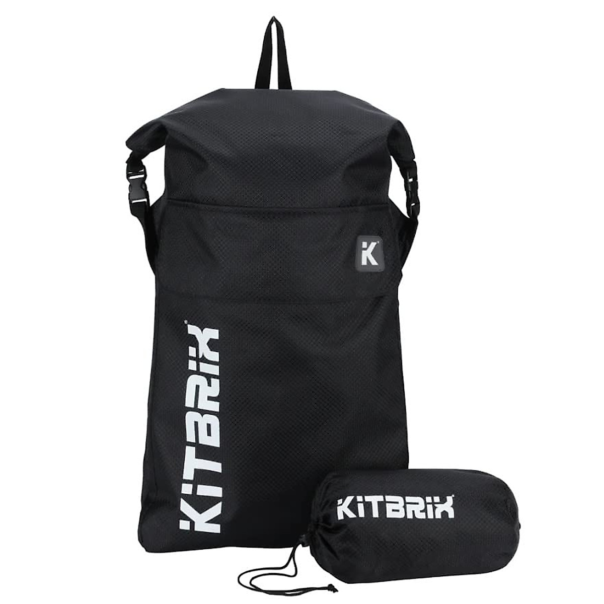 KitBrix POKIT Day Pack Travel Backpack - Swim & Gym Bag for Sports, Outdoors, Football, Rugby, Soccer, Swimming, Hiking, Camping, P.E Kits - Foldable Waterproof Rucksack 25L - Black