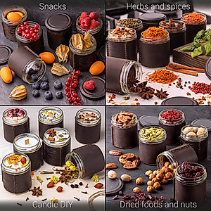 Authentic Glass Storage Jars, 165ml, 3 Pack Air Tight Glass Containers, Durable Metal Lids, UV Blocking and Airproof Jar to Keep Herbs and Spices