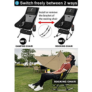 AnYoker Camping Chair, Compact Backpacking Chair, Portable Folding Chair, Beach Chair with Side Pocket and headrest, Lightweight Hiking ChairZZQH (Black)