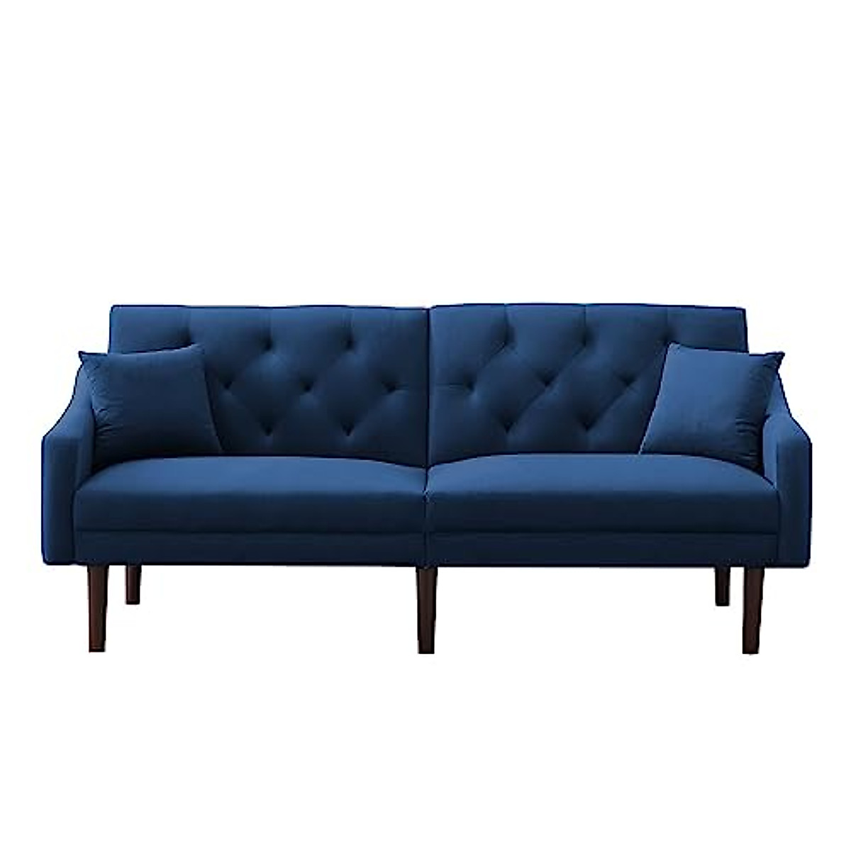 Eafurn Convertible Futon Sofa Bed, 72.8" Modern Velvet Sleeper Couch Small Loveseat with Two Pillows, 3 Adjustable Positions and 6 Solid Rubber Wood Legs Furniture for Living Room and Bedroom