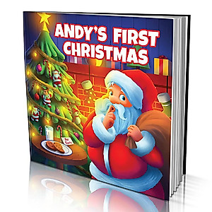 Personalized Story Book by Dinkleboo - "First Christmas" - for Kids Aged 0 to 8 Years Old - A Story About Your Child’s First Christmas - Smooth Satin Paper - Soft Cover (8"x 8")