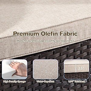 MeetLeisure Patio Swivel Glider Wicker Chairs - Outdoor Swivel Rocking Chairs Set of 4 with 2 Wicker Side Tables, Patio Swivel Rocker Chair 6 Piece Patio Furniture Sets(Brown/Beige)