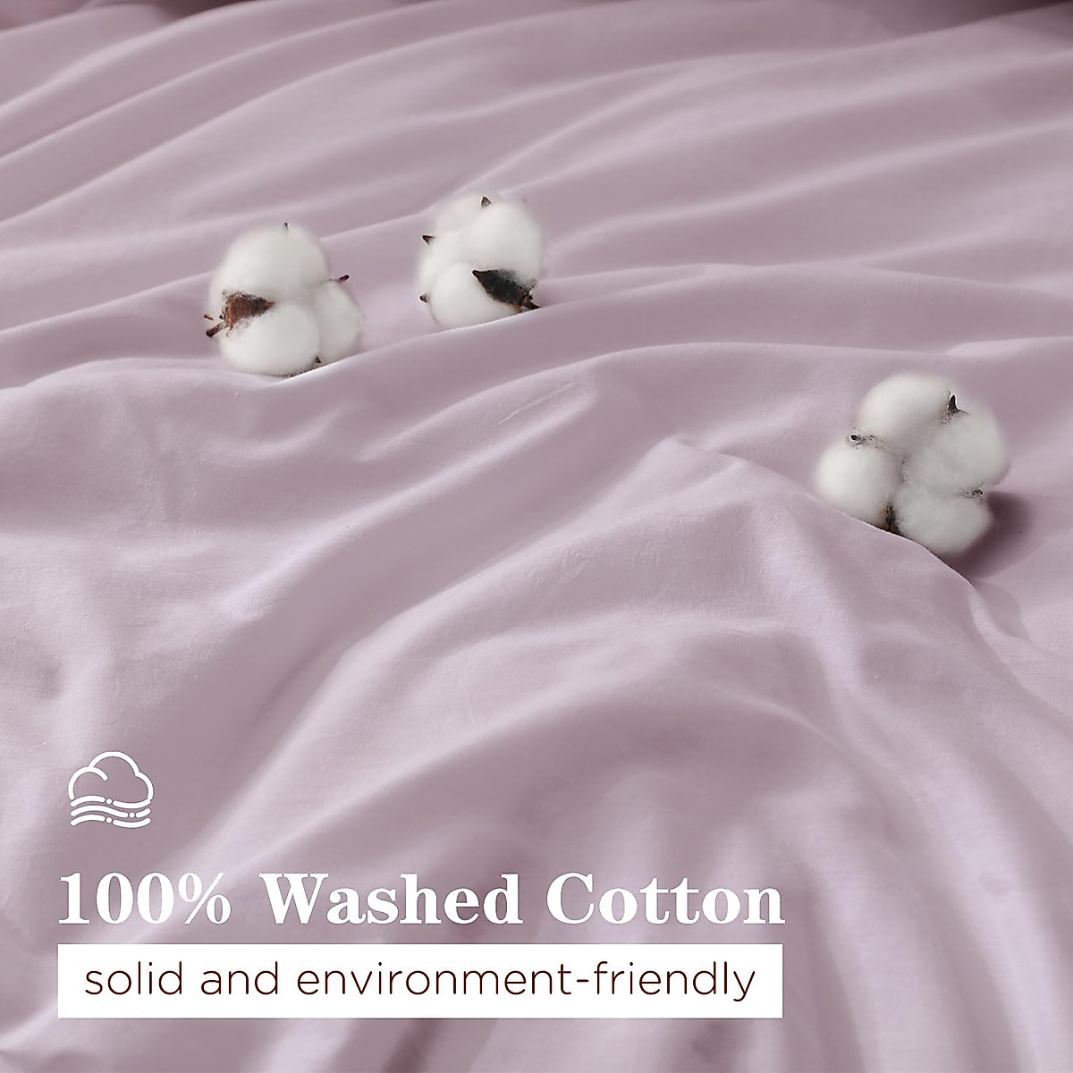 BedTreat Blue Purple Duvet Cover Set Queen Size-100% Washed Cotton Linen Feel Textured Comforter Cover Set-3 Pieces- Super Soft and Breathable Bedding Set for All Seasons,Easy Care(No Comforter)