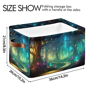 WELLDAY 1PCS Storage Basket Fairy Forest Large Foldable Storage Bin Cube Collapsible Organizer