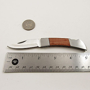 FOLDING POCKET KNIFE Low-Cost Small Silver Carbon Sharp Blade Wood Classic Lockback Hunter Knife