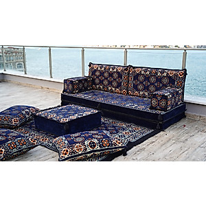 Navy Blue Moroccan Living Room Couch, Arabic Majlis Furniture, Patio Furniture, Handmade Wooden Bench, Arabic Majlis, Outdoor Bench, Outdoor Furniture, Sofa Covers (Sofa Full Set)