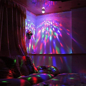 LED Ball Bulb Lamp, 3W E27 LED RGB Crystal Rotating Stage Bulb Voice Auto Rotating Stage Light(1 pcs)