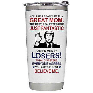 Mothers Day Gifts for Mom from Daughter, Son, Kids - Ideas for Mother's Day, Birthday, Christmas - Present for Mom 20oz Tumbler, Stainless Steel, Double Wall Insulated, Keeps Drinks Hot or Cold, White