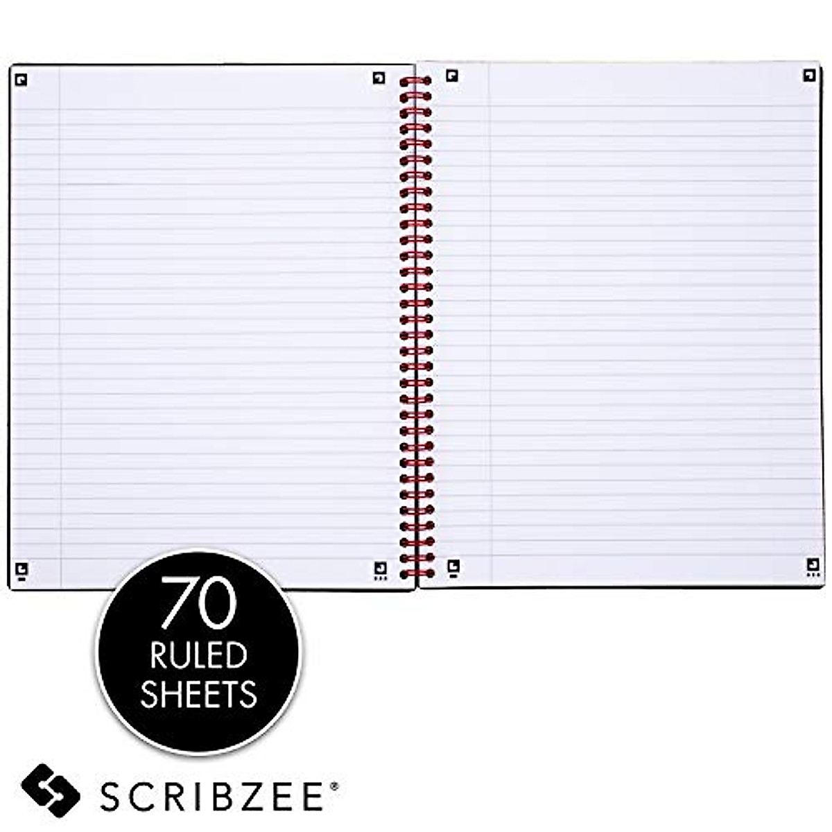 Black n' Red Notebook, Durable Poly Cover, Premium Optik Paper, Scribzee App Compatible, Environmentally Friendly, Spiral Binding, 11-3/4" x 8-1/4", 70 Double-Sided Ruled Sheets, Secure Bungee Closure, 1 Count (E67008)